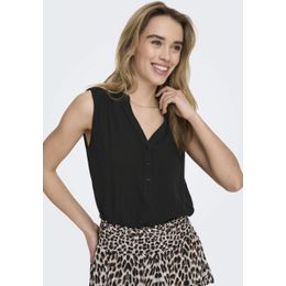 Blusentop Only "ONLJETTE &ndash; Blusentop mit V-Ausschnitt und Knopfleiste", Damen, Gr. 34 (XS), schwarz, Web, Obermaterial: 100% Viskose, unifarben, regular fit Po-bedeckend, V-Ausschnitt, Blusen Blusentop, regular fit, modisch, Web, Viskose, V-Ausschnitt