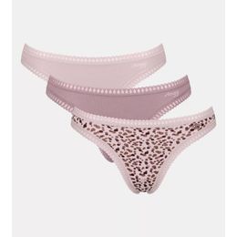 String Sloggi "GO Crush String C3P", Damen, Gr. L, multiple colours 1, Single Jersey, Obermaterial: 95% Baumwolle, 5% Elasthan, Unterhosen String, mit Spitzendetails