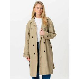 Kurzmantel TEESHOPPEN "TEESHOPPEN Coat Linea Trenchcoat", Damen, Gr. XL, beige, Obermaterial: 65% Polyester, 35% Baumwolle, M&auml;ntel Kurzmantel