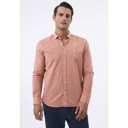Langarmhemd FELIX HARDY "Leinen-Shirt", Herren, Gr. L, Normalgr&ouml;&szlig;en, rosa (lachs), 85% Baumwolle, 15% Leinen, Hemden