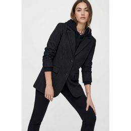 Longblazer Only "ONLREINA L/S PINSTRIPE BLAZER TLR NOOS", Damen, Gr. 34, gr&uuml;n (schwarz stripes:cloud dancer pinstripes), Web, Obermaterial: 97% Polyester, 3% Viskose, Nadelstreifen, oversize, tiefer V-Ausschnitt, Blazer Longblazer, mit Nadelstreifen