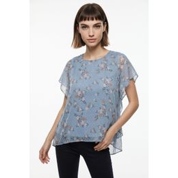 Blusenshirt Only CARMAKOMA "CARSIGRID LIFE SS O-NECK TOP AOP", Damen, Gr. 42, riviera aop:cornflower, Jersey, Obermaterial: 100% Polyester, bedruckt, regular fit normal, Rundhals, Shirts Blusenshirt