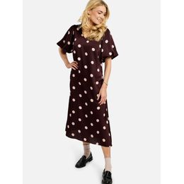 Jerseykleid LIBERT&Eacute; ESSENTIEL "Libert&eacute; Essentiel Dress DOTTI", Damen, Gr. L, Normalgr&ouml;&szlig;en, plum rose big dot, Obermaterial: 100% Polyester, Kleider Jerseykleid