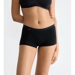 Panty Sloggi "Basic+ Short", Damen, Gr. 42, schwarz, Single Jersey, Obermaterial: 95% Baumwolle, 5% Elasthan, k&ouml;rpernah, Unterhosen Panty, Cotton-Mix, sportiver-Look