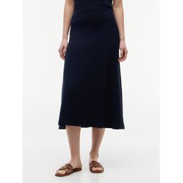 Strickrock Tommy Hilfiger "CO CABLE FINE GG F&F SKIRT", Damen, Gr. XL (46), schwarz night navy, Strick, Obermaterial: 78% Baumwolle, 22% Polyamid, unifarben, regular fit lang, R&ouml;cke, Baumwollmischung, Zopfstrick
