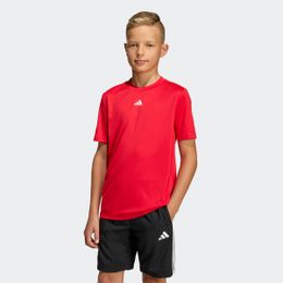 T-Shirt adidas Sportswear "J TR-ES T", Jungen, Gr. 140, pure ruby, wei&szlig;, Obermaterial: 100% Polyester, Rundhals, Shirts T-Shirt