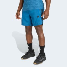 Shorts adidas Performance "WORKOUT ESSENTIALS 3-STREIFEN, GEWEBT", Herren, Gr. M, L-Gr, dusky petrol, schwarz, innenbeinl&auml;nge ca. 23 cm, Obermaterial: 100% Polyester, Hosen Shorts