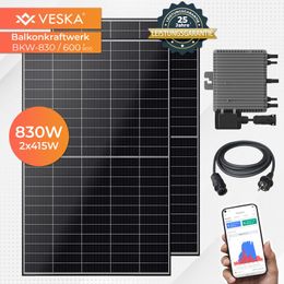 Balkonkraftwerk 830 W / 800 W Photovoltaik Solaranlage Steckerfertig WIFI Smarte Mini-PV Anlage 800 Watt, Schwarz