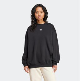 Sweatshirt adidas originals "ESS CREW FL OS", Damen, Gr. L, schwarz, Obermaterial: 80% Baumwolle, 20% Polyester, Rundhals, angesetztes B&uuml;ndchen, Sweatshirts Sweatshirt
