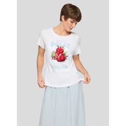 Print-Shirt Rabe "T-Shirt", Damen, Gr. 44, wei&szlig;, 48%Baumwolle 48%Modal 4%Elasthan, unifarben, gerade, Shirts