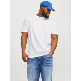 Jack & Jones PlusSize T-Shirt "JJEBRADLEY TEE SS NOOS PLS", Jungen, Gr. 5XL, wei&szlig;, Jersey, Obermaterial: 100% Baumwolle, JACK & JONES PLUSSIZE, unifarben, Basic, relaxed fit normal, Rundhals, gerader Abschluss, Shirts T-Shirt, mit Rundhalsausschnitt