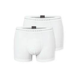 Boxershorts Schiesser "Cotton Flex", Herren, Gr. 5, 100, wei&szlig;, Single Jersey, Obermaterial: 85% Baumwolle, 10% Polyamid, 5% Elasthan, k&ouml;rpernah, Unterhosen, Baumwollmischung, ohne st&ouml;rende Seitenn&auml;hte, superweich