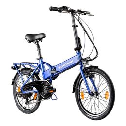 Z&uuml;ndapp Z&uuml;ndapp Z101 20 Zoll Elektro Klapprad f&uuml;r Erwachsene 150 - 180 cm 6 Gang E Klappfahrrad E Bike Faltrad Pedelec StVZO blau