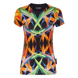 T-Shirt Plein Sport "T-Shirt", Damen, Gr. XS, schwarz (0221, schwarz, multicolorot), Obermaterial: 100% Baumwolle, Shirts T-Shirt