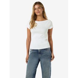 Kurzarmshirt Noisy may "NMMAYA S/S BOATNECK TOP NOOS", Damen, Gr. M, wei&szlig; (hellwei&szlig;), Jersey, Obermaterial: 95% Baumwolle, 5% Elasthan, unifarben, regular fit normal, Rundhals, Shirts, Baumwollmischung, regular fit