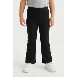 Leggings KIDS Only "KOGFEVER RIB FLARED PANTS CP JRS NOOS", M&auml;dchen, Gr. 140, N-Gr, schwarz, Jersey, Obermaterial: 95% Polyester, 5% Elasthan, unifarben, bootcut fit normal, Hosen Leggings