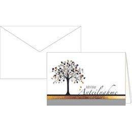 Korsch Trauerkarte Aufrichtige Anteilnahme, Motiv Baum mit Goldfolienpr&auml;gung, 10er-Set