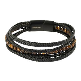 Adelia&acute;s Edelstahlarmband ADELIA&acute;S "Herren Armband aus Edelstahl mit Tigerauge" Gr. 19, braun schwarz, Armb&auml;nder, Herren, 19, Edelstahl, Edelstahlarmband