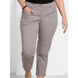 7/8-Hose sheego, Damen, Gr. 40, Normalgr&ouml;&szlig;en, grau (silbergrau), 97% Baumwolle, 3% Elasthan, unifarben, Hosen 7/8-Hose