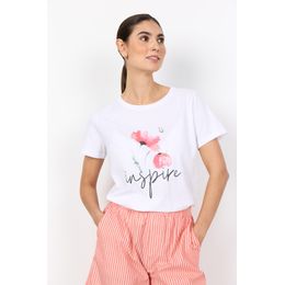 T-Shirt soyaconcept "SC-RINA FP 19", Damen, Gr. S, bittersweet, Single Jersey, Obermaterial: 95% Baumwolle, 5% Elasthan, bedruckt, normal, Rundhals, Shirts T-Shirt, Baumwolle mit Stretch
