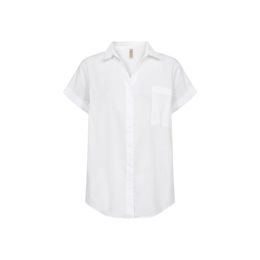Kurzarmbluse soyaconcept "SC-DORA 1", Damen, Gr. M, wei&szlig;, Web, Obermaterial: 100% Baumwolle, unifarben, normal, V-Ausschnitt, Blusen, Baumwolle