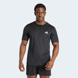 T-Shirt adidas Performance "WORKOUT ESSENTIALS 3-STRIPES", Herren, Gr. L, schwarz, team dunkelgr&uuml;n, wei&szlig;, better scarlet, Obermaterial: 100% Polyester, Rundhals, Shirts T-Shirt