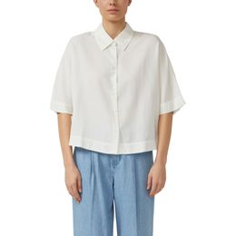 Hemdbluse s.Oliver, Damen, Gr. 46, wei&szlig;, Web, Obermaterial: 70% Viskose, 30% Lyocell, unifarben, l&auml;ssig geschnitten h&uuml;ftbedeckend, Rundhals, abgesteppte Kante, Blusen Hemdbluse, Sommerbluse mit 3/4-Arm und aus Viskosemix