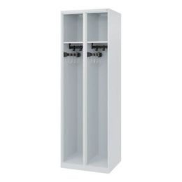 C+P Feuerwehrspind Evolo, Modell EXPERT, 2 Abteile, B 600 x T 500 x H 1850 mm, Bodengleiter, lichtgrau RAL 7035