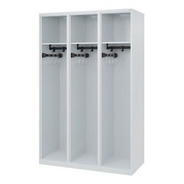 C+P Feuerwehrspind Evolo, Modell EXPERT, 3 Abteile, B 1200 x T 500 x H 1850 mm, Bodengleiter, lichtgrau RAL 7035