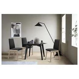 Polsterstuhl stressless "Laurel", schwarz (schwarz batick, schwarz), B:57cm H:92cm T:59cm, Leder BATICK: BATICK ist ein leicht korrigiertes, durchgef&auml;rbtes und genarbtes M&ouml;belleder, bei dem die meisten Unebenheiten und Spuren in der Regel entfernt wurden., St&uuml;hle, Polsterstuhl, Low Back, Gr&ouml;&szlig;e M, mit abgerundeten Beinen in Schwarz