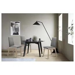 Polsterstuhl stressless "Laurel", grau (wild dove batick, schwarz), B:57cm H:92cm T:59cm, Leder BATICK: BATICK ist ein leicht korrigiertes, durchgef&auml;rbtes und genarbtes M&ouml;belleder, bei dem die meisten Unebenheiten und Spuren in der Regel entfernt wurden., St&uuml;hle, Polsterstuhl, Low Back, Gr&ouml;&szlig;e M, mit abgerundeten Beinen in Schwarz