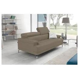 2,5-Sitzer Egoitaliano "Soul, Design und Sitzkomfort auf hohem Niveau, tolle Details", grau (taupe), B:200cm H:76cm T:106cm, Leder &raquo;BULL&laquo; (echtes Rindsleder). Geschliffenes, pigmentiertes und behandeltes Rindsleder mit einer Dicke von 1, 3-1, 5 mm. Dieses Leder zeigt eine ziemlich weiche Hand mit einem halb undurchsichtigen Aussehen. Es handelt sich um ein gesch&uuml;tztes Leder. Eine leichte Deckschic