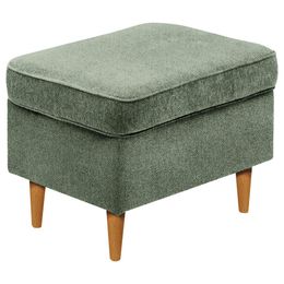 CARRYHOME Hocker, Olivgr&uuml;n, Eiche Wotan, Holz, Buche, massiv, rechteckig, 63x43x42 cm, Stoffauswahl, Wohnzimmer, Hocker, Sitzhocker