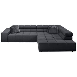 Hom&acute;in Hom`in Ecksofa, Anthrazit, Kunststoff, 4-Sitzer, F&uuml;llung: Schaumstoff, Ottomane rechts, L-Form, 319x215 cm, Blauer Engel, Goldenes M, Oeko-Tex&reg; Standard 100, DGM-Klimapakt, Typenauswahl, Lederauswahl, Stoffauswahl, Armteilvarianten, seitenverkehrt erh&auml;ltlich, Hocker R&uuml;cken echt, Wohnzimmer, Sofas & Couches, Wohnlandschaften, Ecksofas