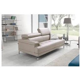 2,5-Sitzer Egoitaliano "Soul, Design und Sitzkomfort auf hohem Niveau, tolle Details", grau (stone), B:200cm H:76cm T:106cm, Leder &raquo;BULL&laquo; (echtes Rindsleder). Geschliffenes, pigmentiertes und behandeltes Rindsleder mit einer Dicke von 1, 3-1, 5 mm. Dieses Leder zeigt eine ziemlich weiche Hand mit einem halb undurchsichtigen Aussehen. Es handelt sich um ein gesch&uuml;tztes Leder. Eine leichte Deckschic