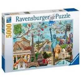 Puzzle Ravensburger "Big City Collage", bunt, Puzzles, KinderB:153cm H:101cm, Pappe, Made in Germany, B:153cm H:101cm