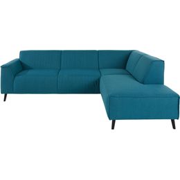 Ecksofa DOMO collection "Amora, inkl. Federkern f&uuml;r mehr Sitzkomfort, Breite 263cm, L-Form", blau (petrol), B:263cm H:81cm T:191cm, Struktur (100% Polyester);Struktur grob (100% Polyester);Luxus-Microfaser (100% Polyester), Sofas, Ecksofa, Komfortsitzh&ouml;he 47 cm, Fu&szlig;h&ouml;he passend f&uuml;r g&auml;ngige Saugroboter