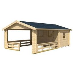 Skan Holz Gartenhaus SKANHOLZ "Alicante 2", beige (naturbelassen), Fu&szlig;boden im Gartenhaus, ohne Dacheindeckung, Holzwerkstoff, Gartenh&auml;user, Gartenhaus