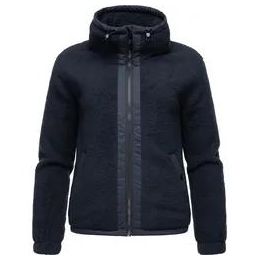 Sweatjacke Ragwear "Nordicka", Damen, Gr. XXL (44), blau (dunkelblau), Fleece, Obermaterial: 100% Polyester. Innenfutter: 100% Polyester, l&auml;ssig geschnitten h&uuml;ftlang, hoch geschlossener Ausschnitt, &Auml;rmel ohne &Auml;rmelschlitz normaler Saum mit Gummizug, Sweatjacken Sweatjacke, Sportliche Kapuzenjacke mit Kunstleder-Elementen
