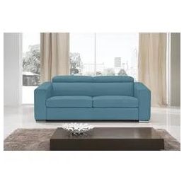 Schlafsofa Egoitaliano "Cabiria, Design und super Sitz- und Liegekomfort", blau (t&uuml;rkis), B:226cm H:97cm T:103cm, Sofas, Schlafsofa, Sofa inkl. Schlaffunktion, Kopfteile verstellbar, mit Metallf&uuml;&szlig;en