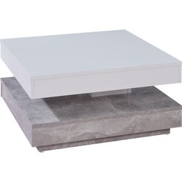 Couchtisch Home Affaire "Tanum", gestell, tischplatte: beton, wei&szlig;, Tische, Couchtisch Eckige Couchtische, mit Funktion, drehbare Tischplatte