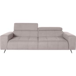 2-Sitzer DOMO collection "Trento, mit Kufenfu&szlig; oder Einzelfu&szlig;", grau (taupe), B:238cm H:79cm T:104cm, 92% Polyester, 8% Nylon, Sofas, whlw. verstellbare Kopfteile, passend f&uuml;r g&auml;ngige Saugroboter