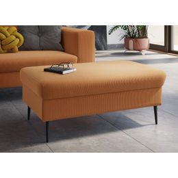 Sitzhocker DOMO collection "Modica", orange (pfirsich), B:99cm H:42cm T:65cm, Hocker, Sitzhocker, Auch in Cord, Fu&szlig;h&ouml;he passend f&uuml;r g&auml;ngige Saugroboter