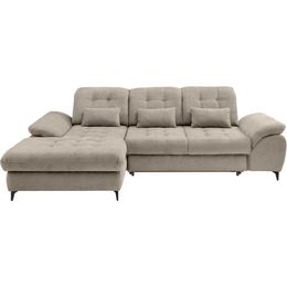 Ecksofa Home Affaire "Lazio modern und bequem, schmale Armlehnen, tolle Detailverarbeitung", beige (taupe), B:273cm T:189cm, 100% Polyester, Sofas, Ecksofa