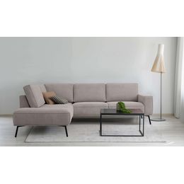 Ecksofa OTTO HOME "Vosby", beige (natural), B:260cm H:85cm T:208cm, 90% polyester, 10% nylon, Sofas, Ecksofa, 260 cm, Chenille, mit dekorativer Kedernaht, Wellenunterfederung