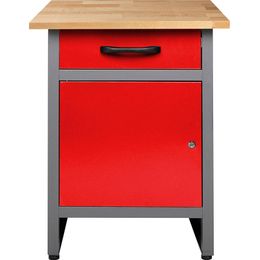 Werkbank ONDIS24 "Wolle", rot (rot, anthrazit), B:60cm H:85cm T:60cm, Edelstahl, Werkb&auml;nke, T&uuml;r mit Sicherheitsschloss