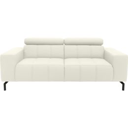 2-Sitzer DOMO collection "Cunelli, moderne Sitzn&auml;hte als Designelement, fester Sitzkomfort", wei&szlig;, B:208cm H:79cm T:104cm, Lederlook;100% Polyurethan, Sofas, whlw. verstellbare Kopfteile, passend f&uuml;r g&auml;ngige Saugroboter