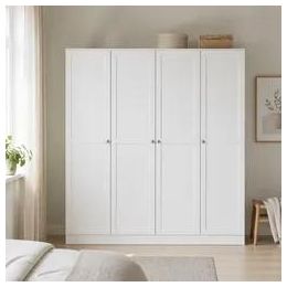 Kleiderschrank Home Affaire "Billund, skandinavischen Design & viel Stauraum, 2 Breiten 145/195 cm", wei&szlig;, B:195,5cm H:200,1cm T:61,7cm, Holzwerkstoff, Schr&auml;nke, Kleiderschrank, Viel Stauraum mit B&ouml;den & Kleiderstange, praktische Aufteilung
