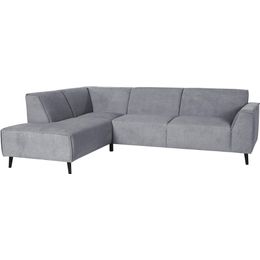 Ecksofa DOMO collection "Amora, bequem und zeitlos, L-Form", grau, B:263cm H:81cm T:191cm, Sofas, Ecksofa, mit Federkern, Fu&szlig;h&ouml;he passend f&uuml;r g&auml;ngige Saugroboter