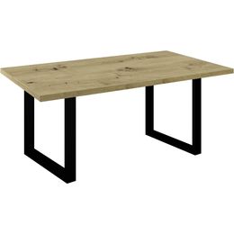 M&auml;usbacher Esstisch M&Auml;USBACHER "Big System Metall", schwarz feinstruktur, asteiche, schwarz feinstruktur, asteiche, B:140cm H:78cm T:90cm, Tische, Esstisch, Metallgestell in U-Form